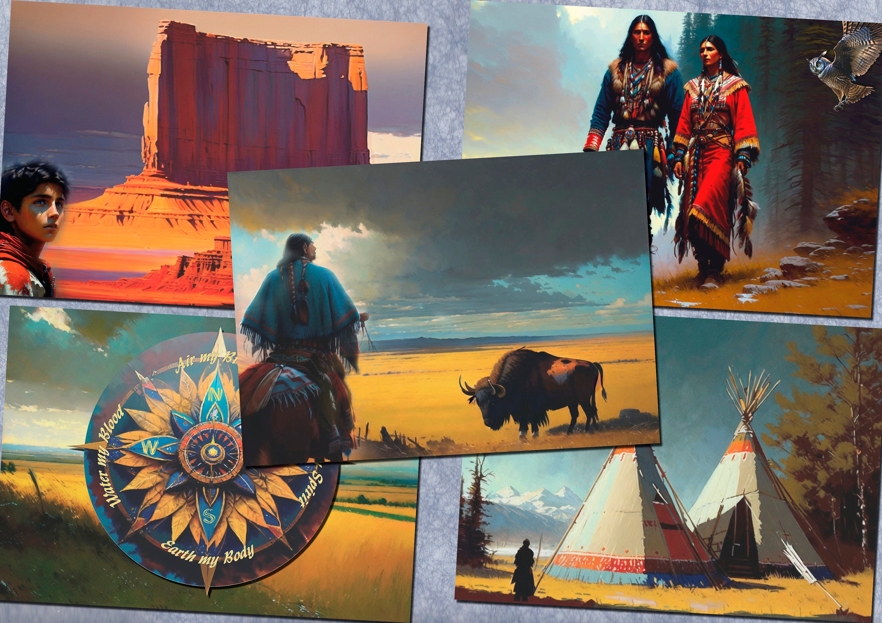 Junk Journal Native Spirit Digital Kit, Scrapbook Cards Set, Native ...