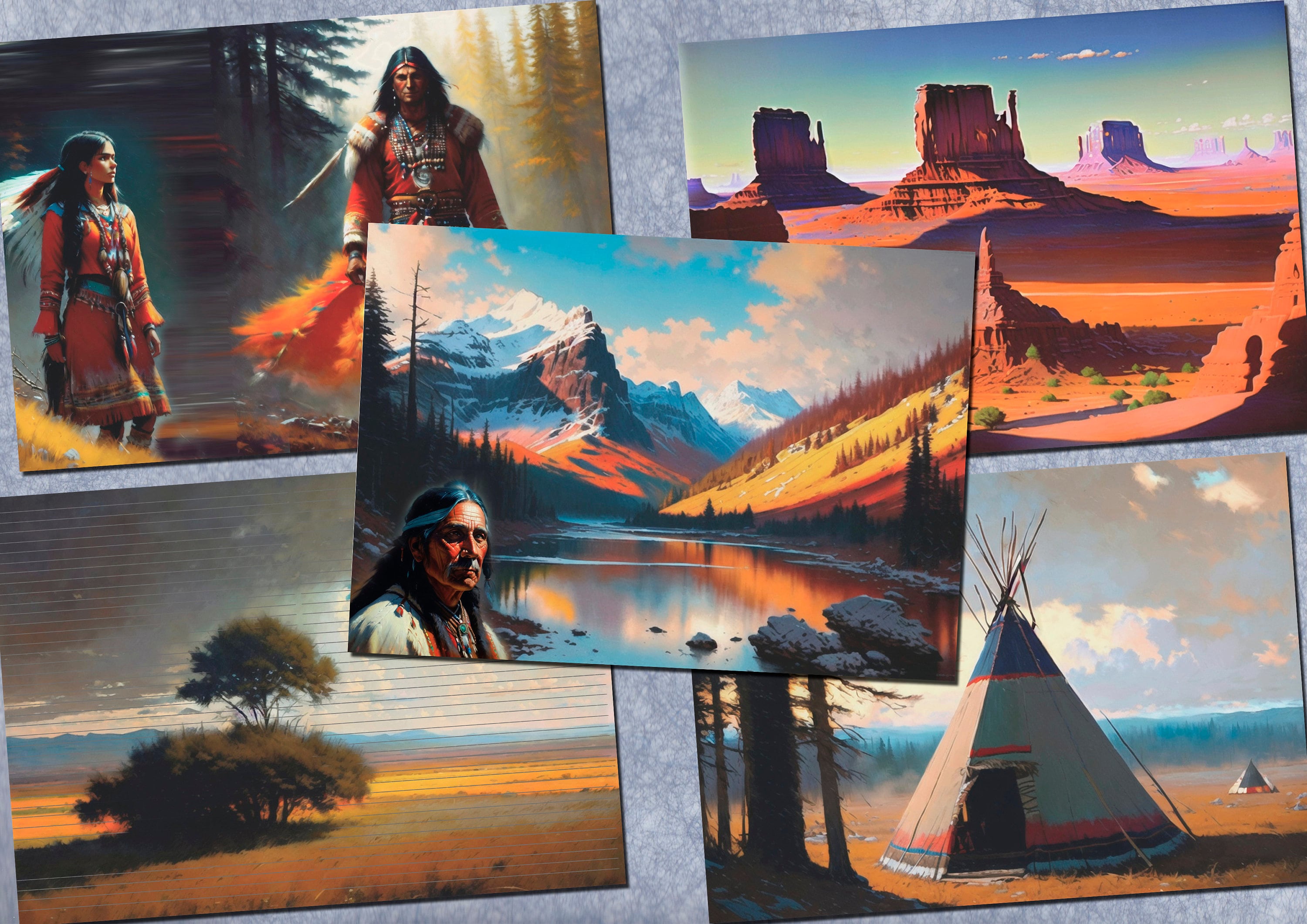 Junk Journal Native Spirit Digital Kit, Scrapbook Cards Set, Native ...