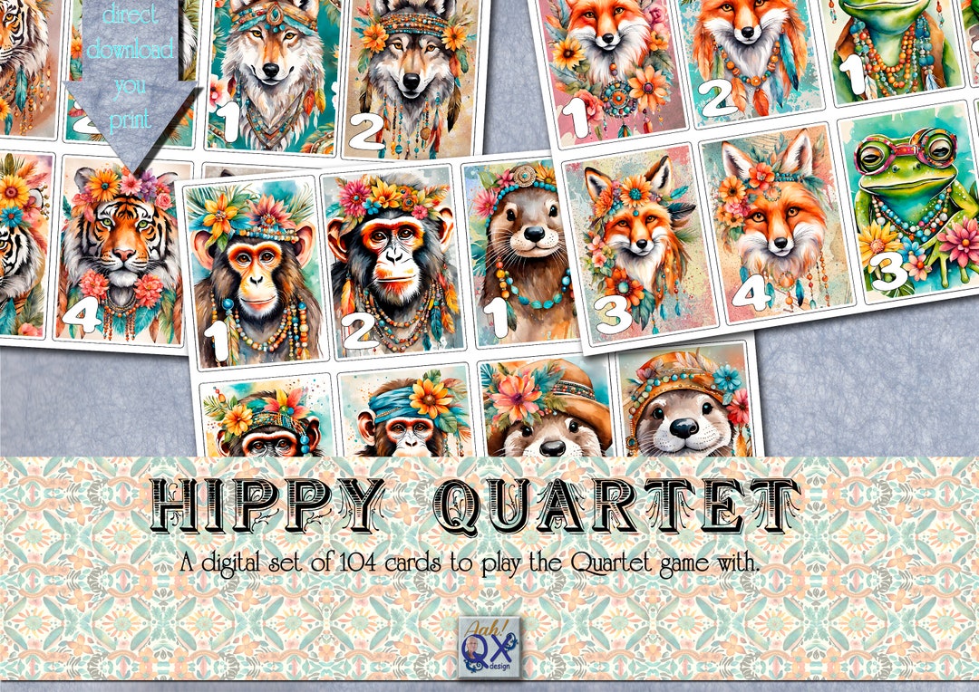 Quartet Cards Digital Set Print and Play Gift Cutout Game Cards Gift ...