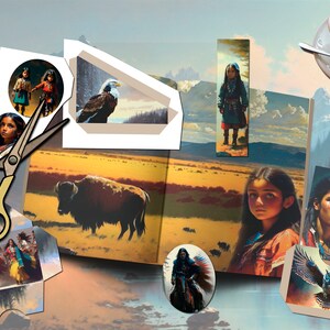 Junk Journal Native Spirit Digital Kit, Scrapbook Cards Set, Native ...