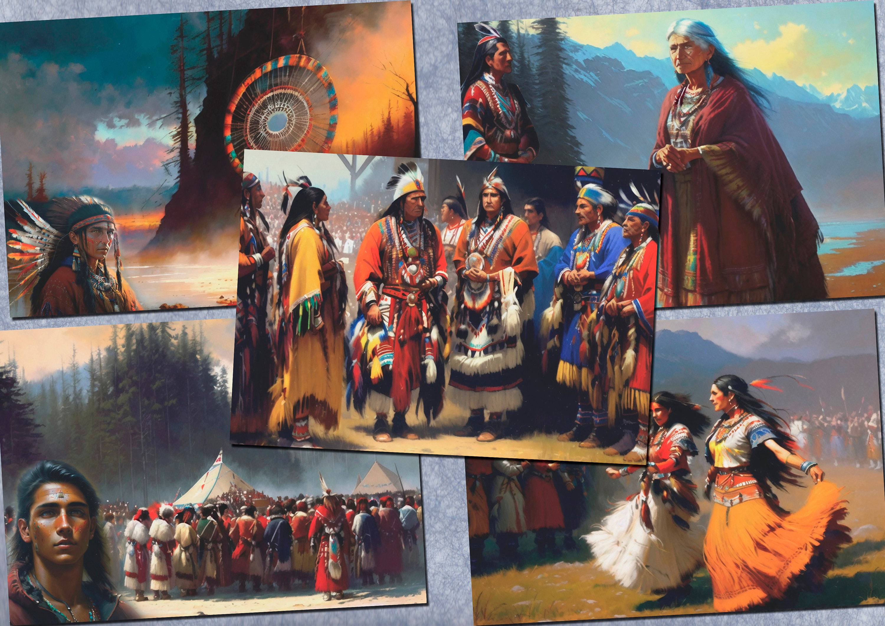 Junk Journal Native Spirit Digital Kit, Scrapbook Cards Set, Native ...