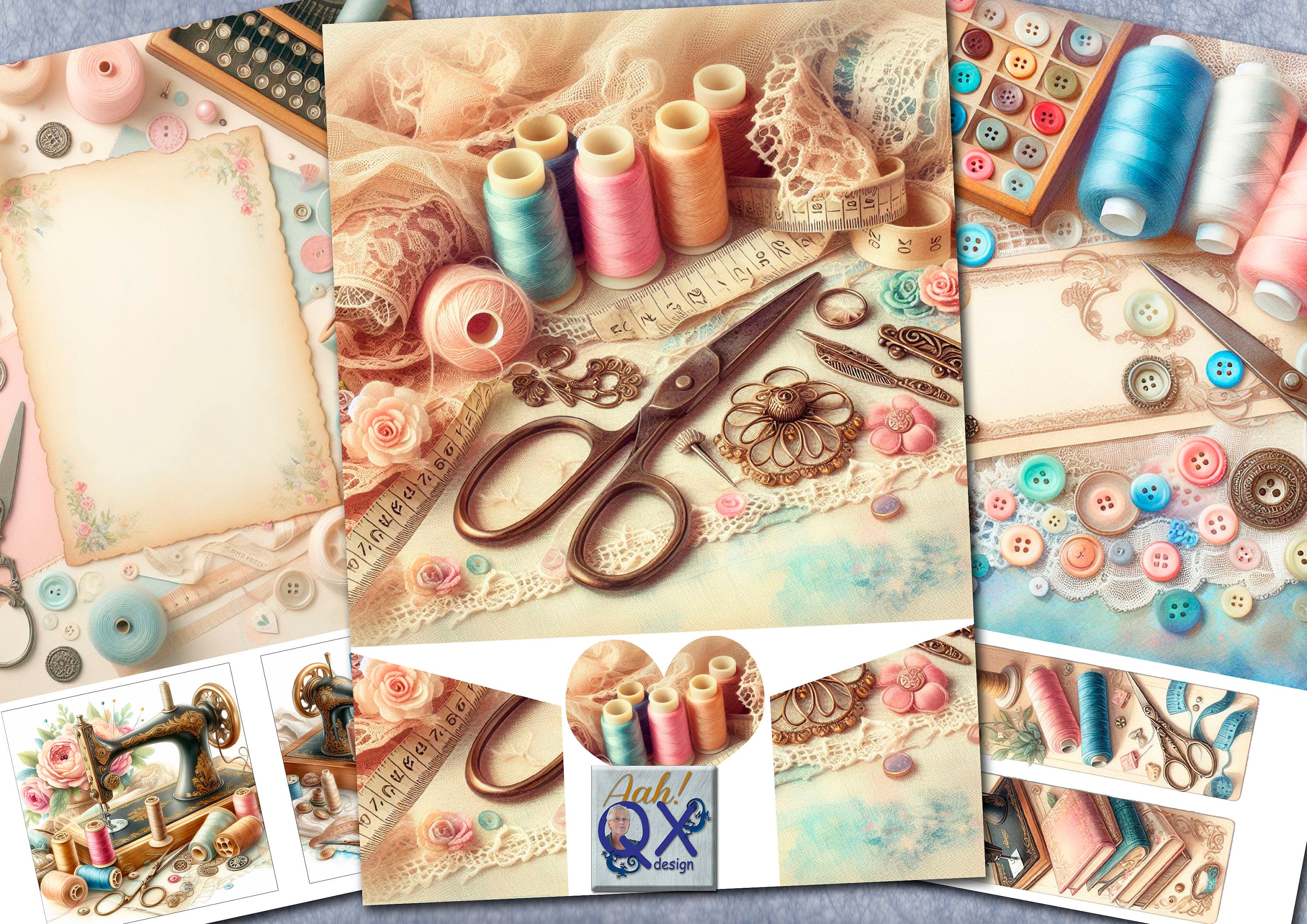 Printable Sewing Art Retro Vintage Sewing Machine Square Pastel Colors ...