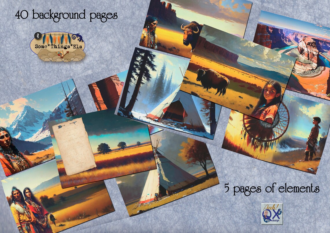 Junk Journal Native Spirit Digital Kit, Scrapbook Cards Set, Native ...