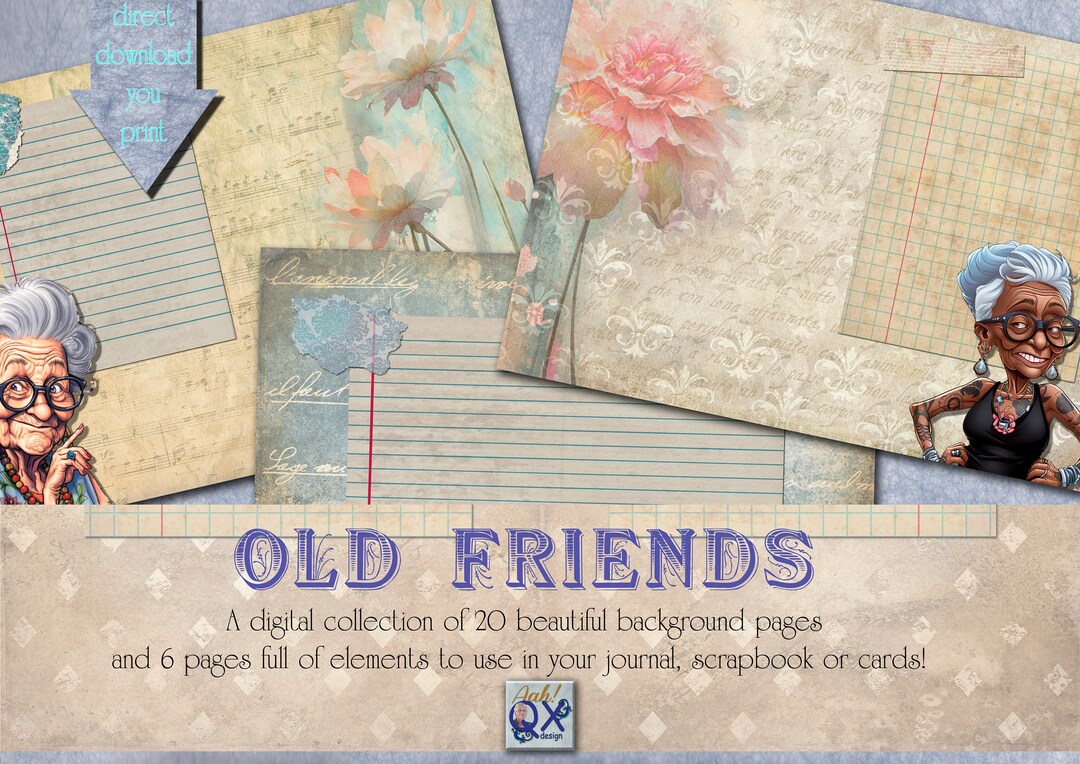Vintage Flowers Journal for Old Friends Snarky Ladies Grannies Quotes ...