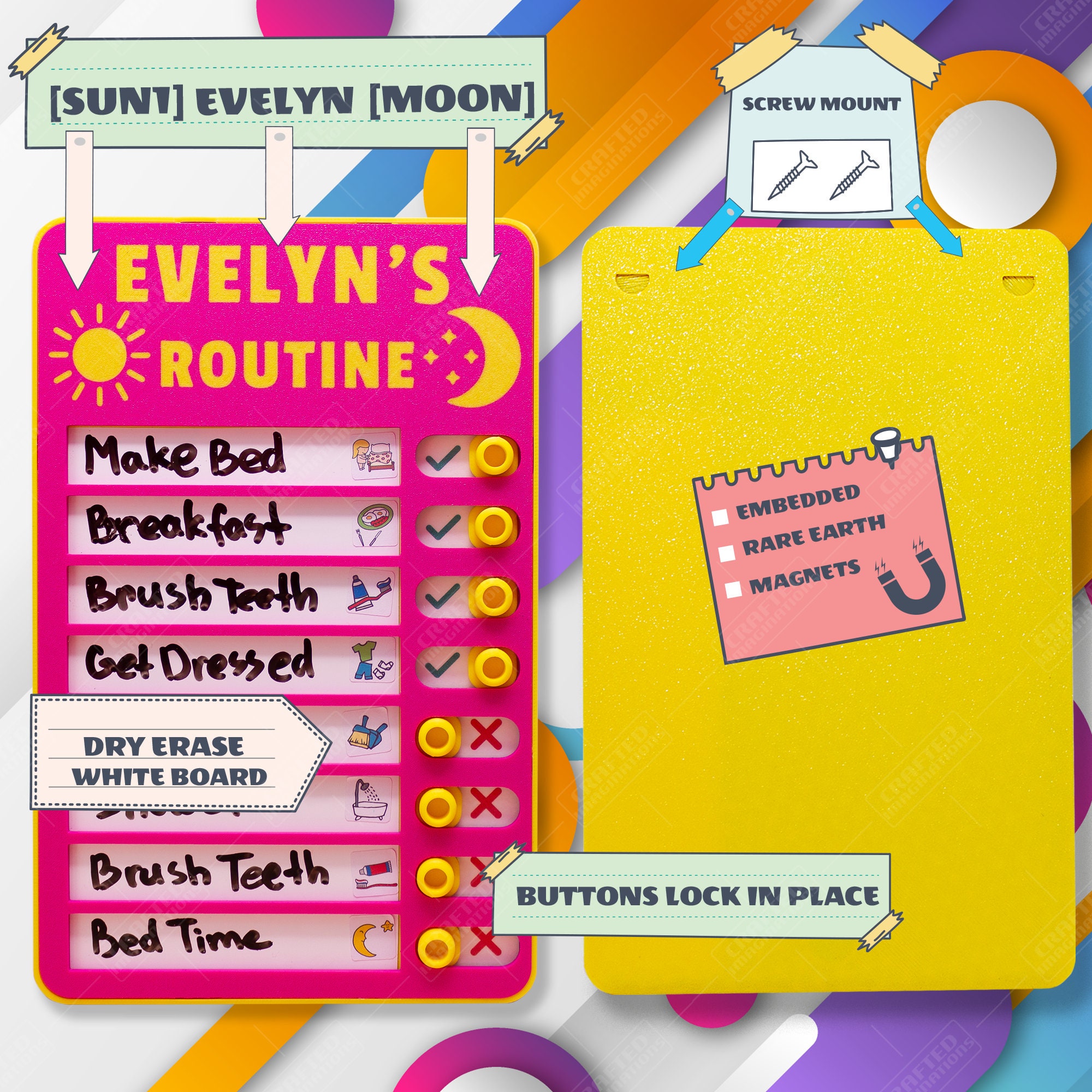 Sliding Routine Chart, Chore Chart, Daily Checklist, Personalized ...