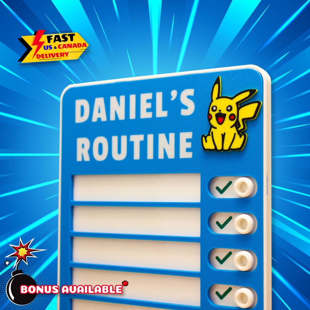 Pikachu Routine Chart, To-do List, Daily Checklist, Personalized ...