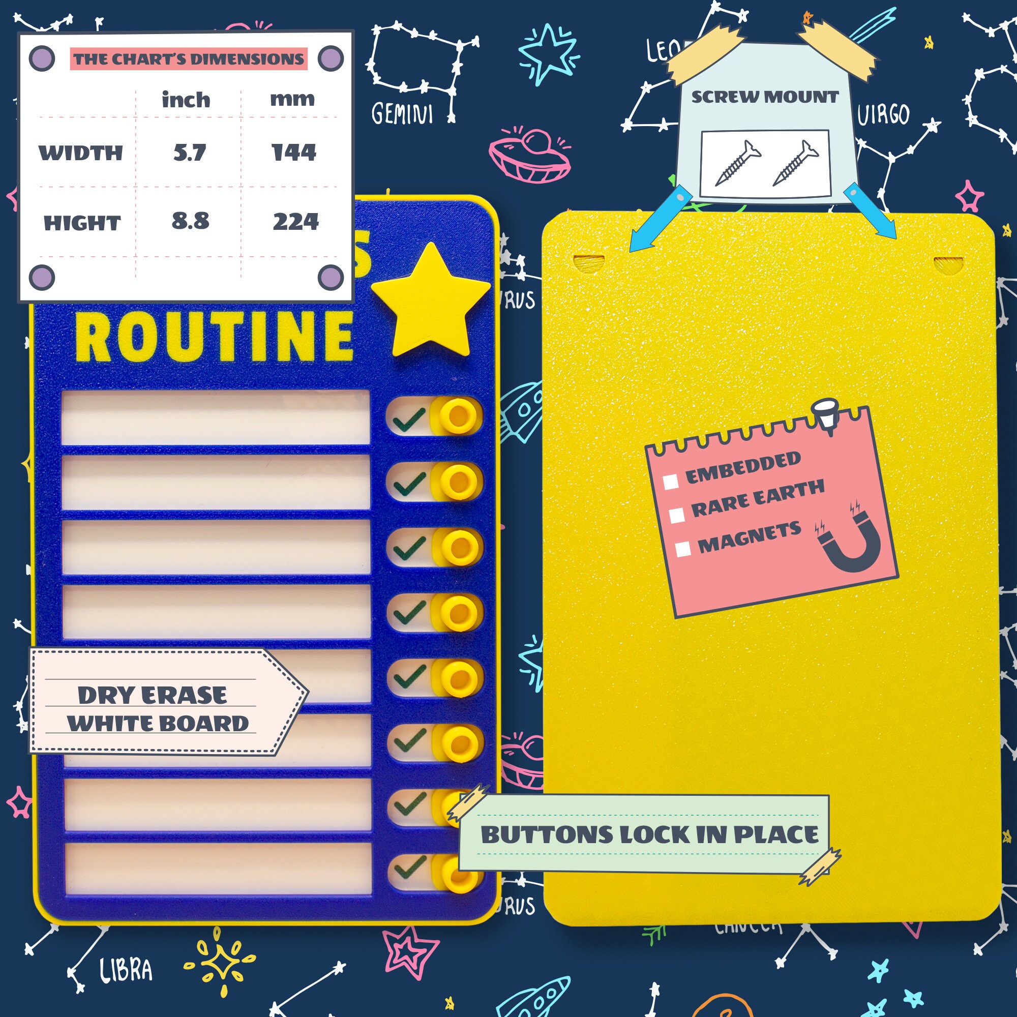 Starroutine Chart, To-do List, Daily Checklist, Personalized Planner ...