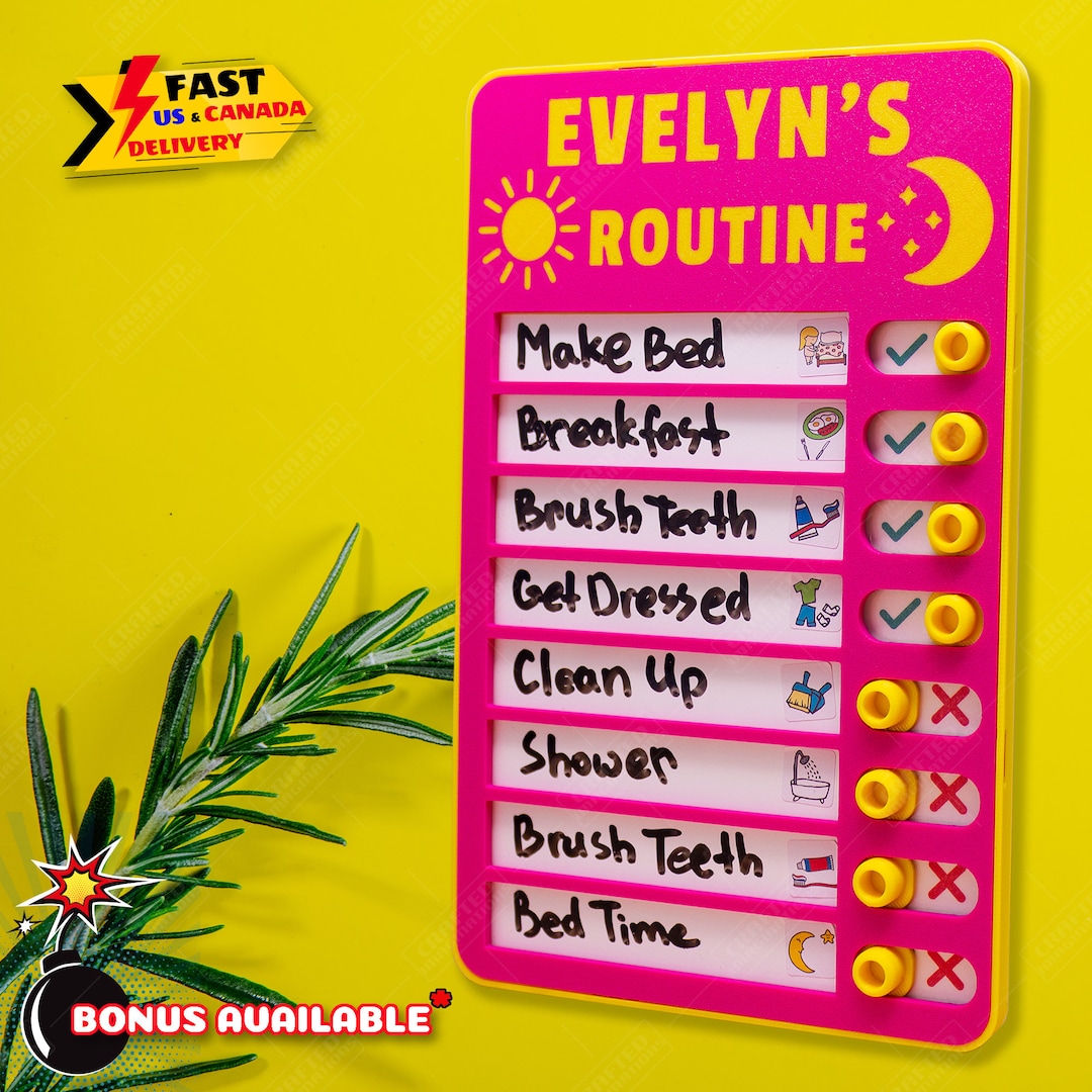 Sliding Routine Chart, Chore Chart, Daily Checklist, Personalized ...
