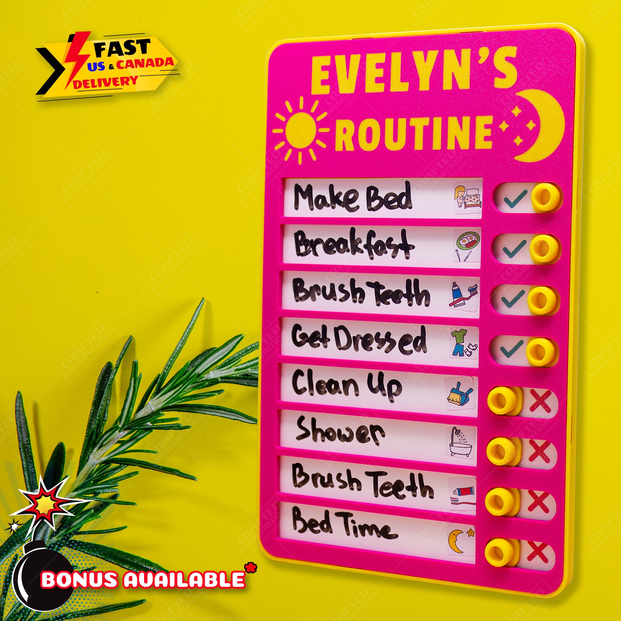 Sliding Routine Chart, Chore Chart, Daily Checklist, Personalized ...