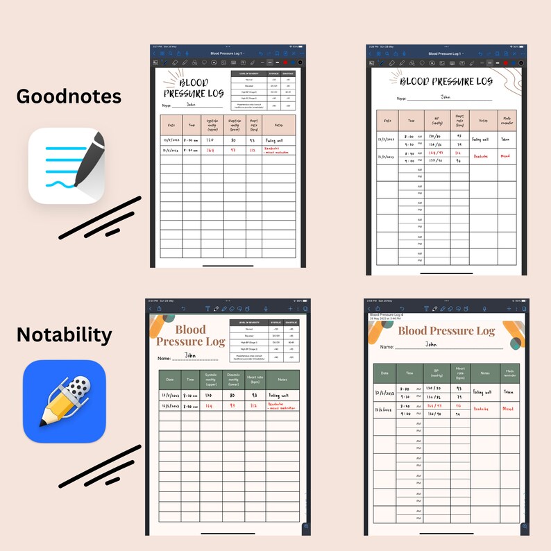 Blood Pressure Log Printable. Blood Pressure Tracker Daily. Blood ...