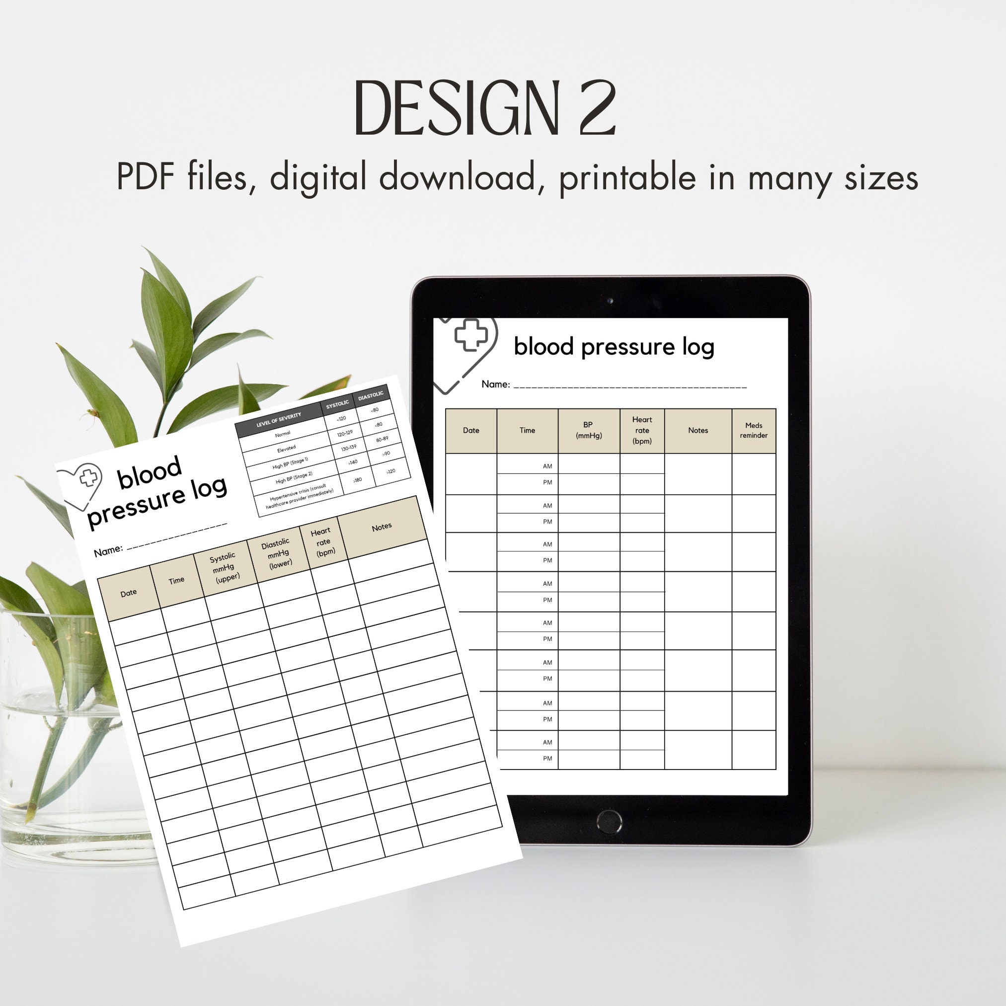 Blood Pressure Log Printable. Blood Pressure Tracker Daily. Blood ...