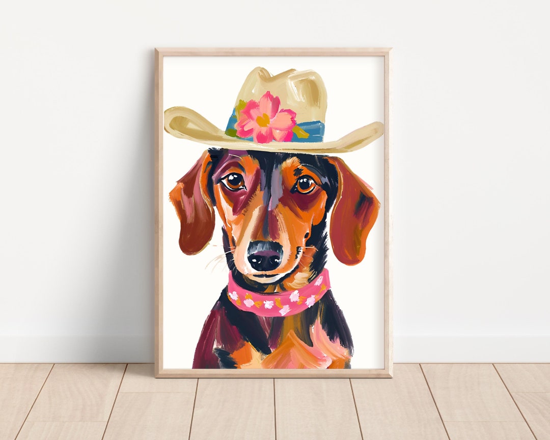 Bassotto parete arte preppy rosa cane stampa amante dei cani regalo ...