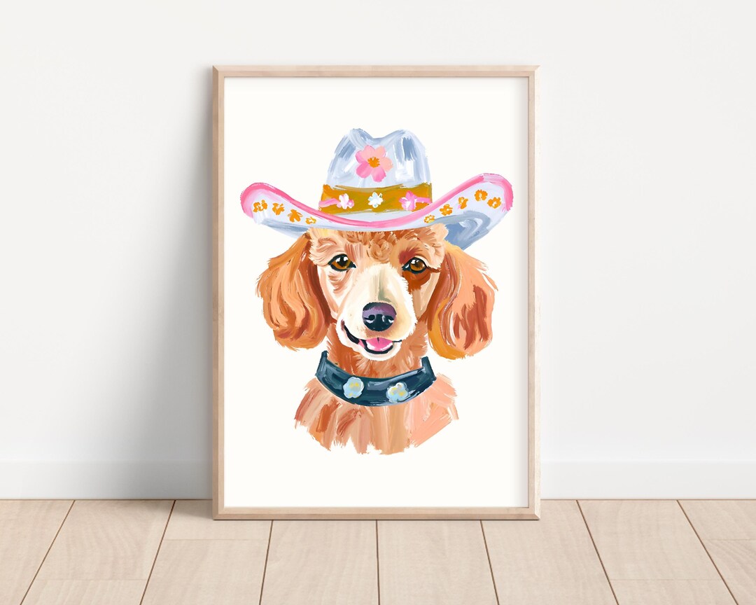 Poodle Wall Art Preppy Floral Dog Print Dog Lover Gift Puppy Portait ...