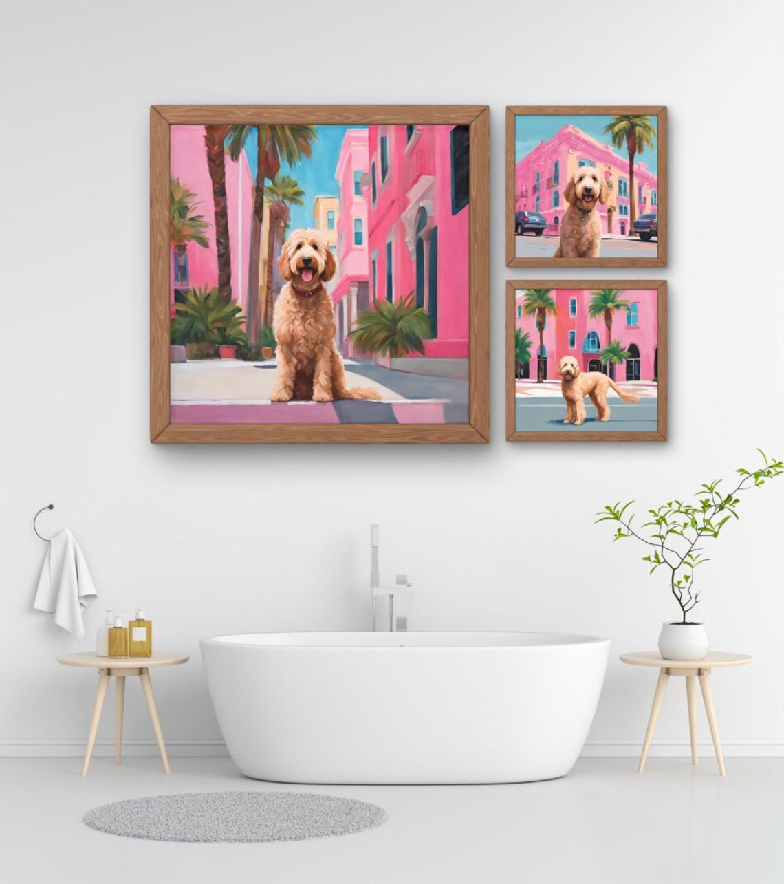 Goldendoodle Set of 3 Wall Art Preppy Pink Dog Print Dog Lover Gift ...
