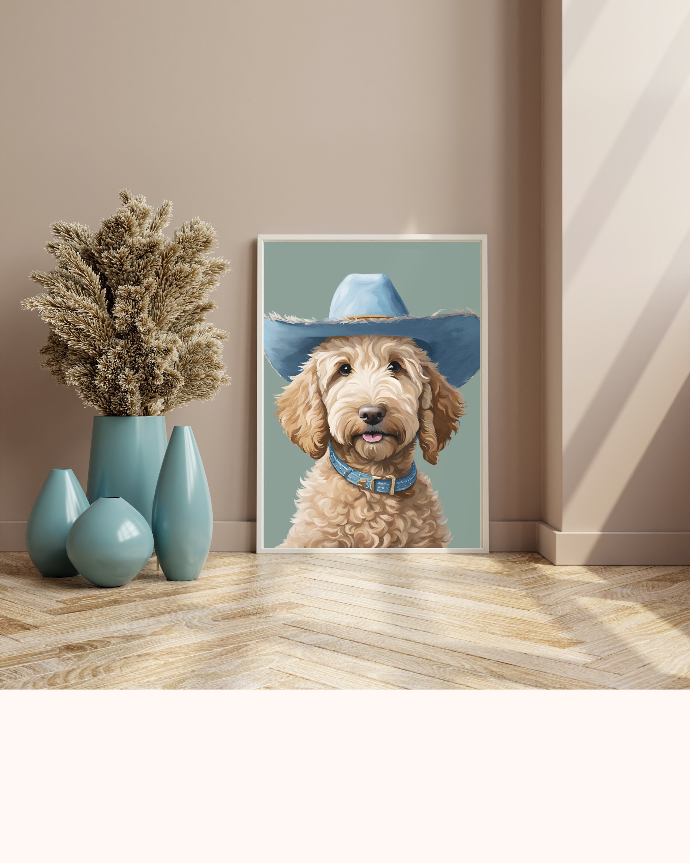 Goldendoodle Wall Art Western Dog Print Dog Lover Gift Puppy Painting ...