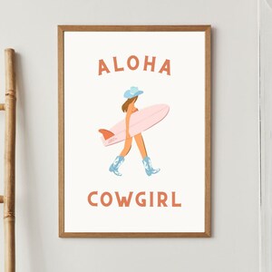 Aloha Cowgirl Poster Coastal Cowgirl Print Surfer Cowgirl Wall Art ...