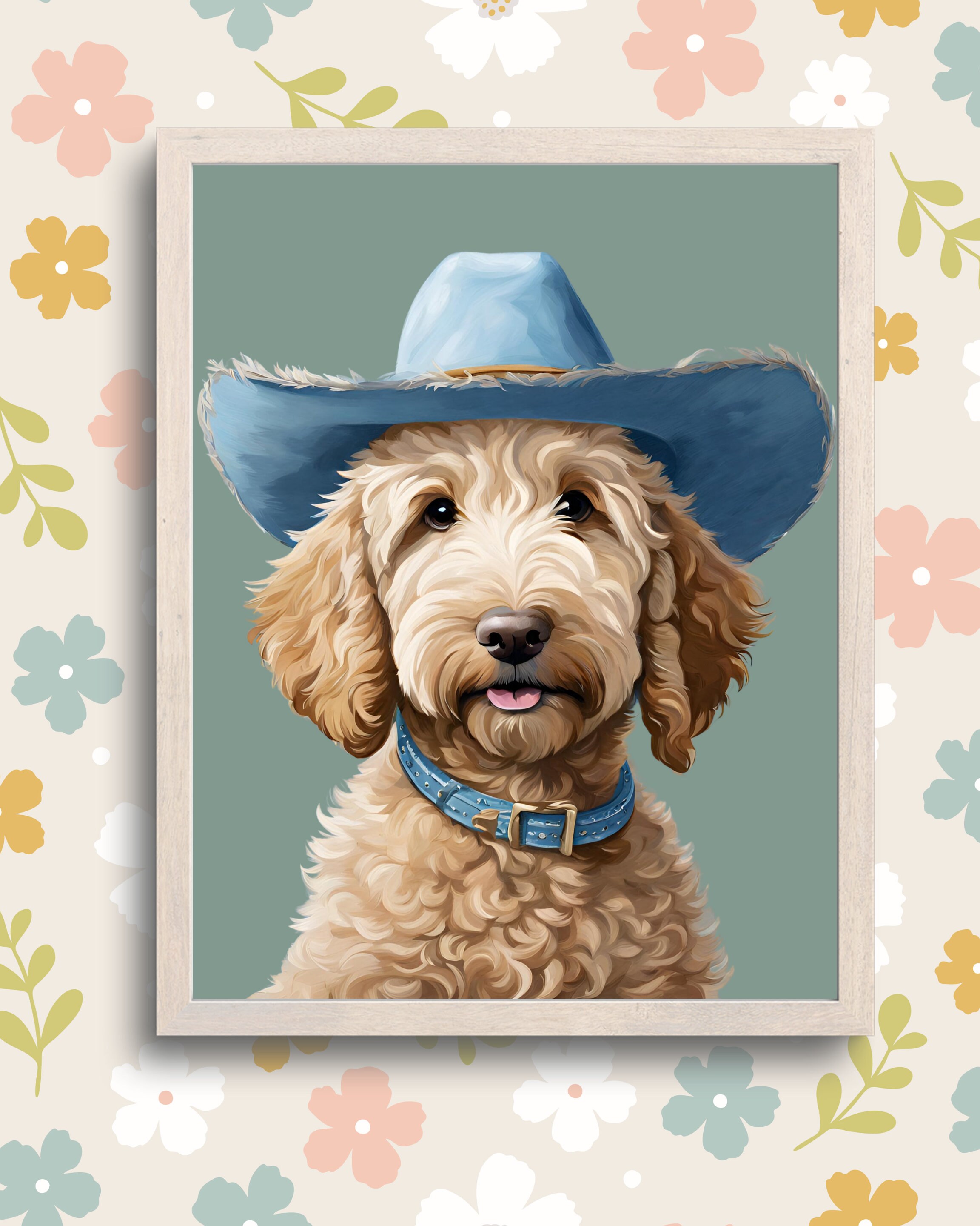 Goldendoodle Wall Art Western Dog Print Dog Lover Gift Puppy Painting ...