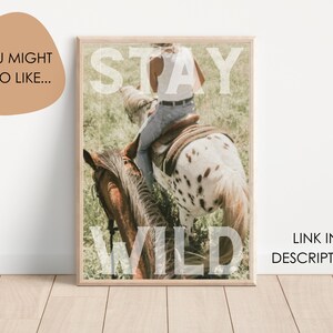 Stay Wild Wall Print Western Poster Coastal Cowgirl Riding Horse ...