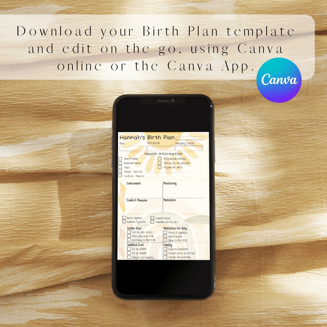 Birth Plan Template, Editable Birth Plan Template, Printable Birthing ...