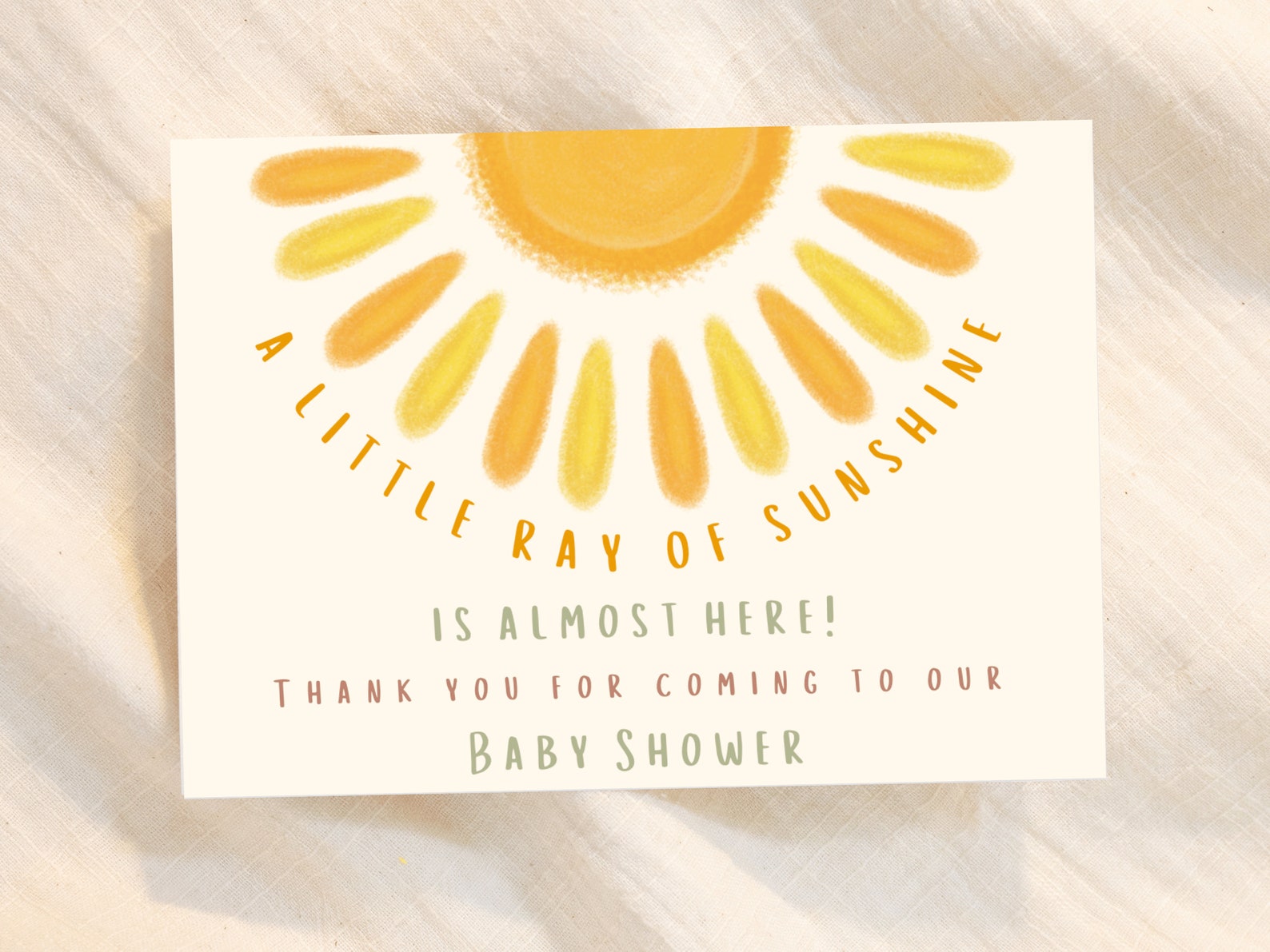 Editable Sunshine Baby Shower Invitation Set: Gender Neutral, Boho ...