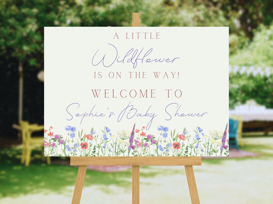 Wildflower Baby Shower Welcome Sign, Floral Baby Shower Sign, Gender ...