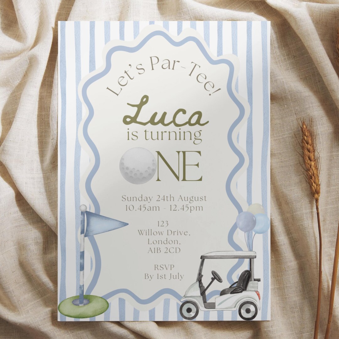 Golf 1st Birthday Invite, Hole in One, Par-tee Theme (5x7 Digital ...