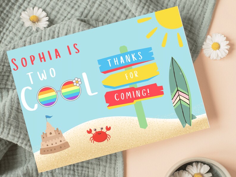 Two Cool Birthday Invitation, Second Birthday Invitation, Beach Two ...