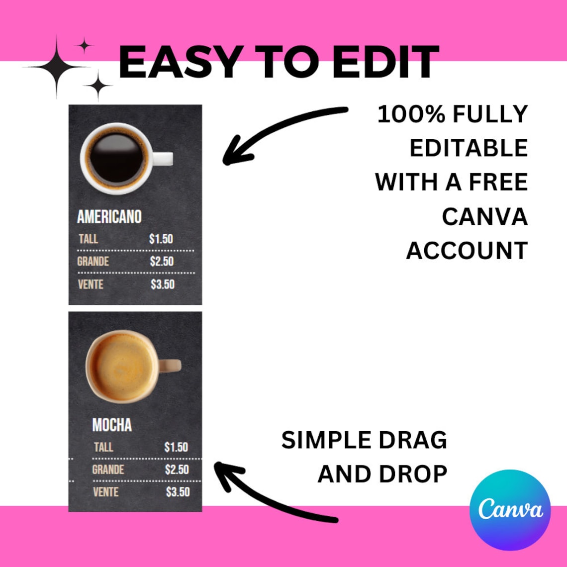 COFFEE MENU Pack - Digital Download Done for You - Fully Editable ...