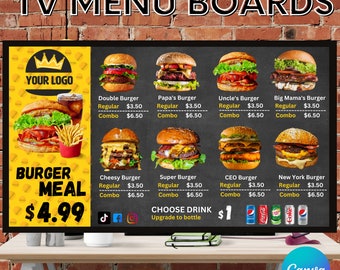 Restaurant TV Menu Board Templates: 10-in-1 Customizable Premium ...