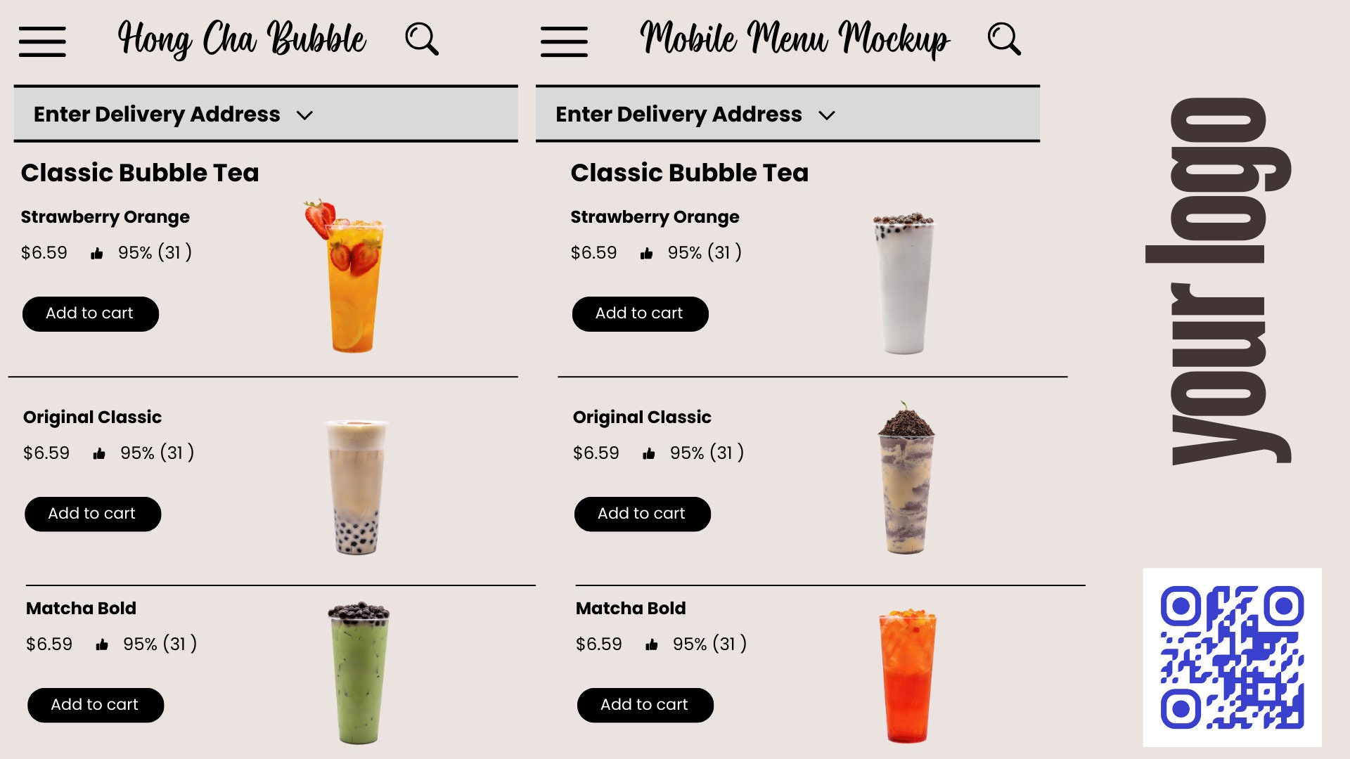 Bubble Tea Menu Board Template: Editable Digital TV Display (static ...