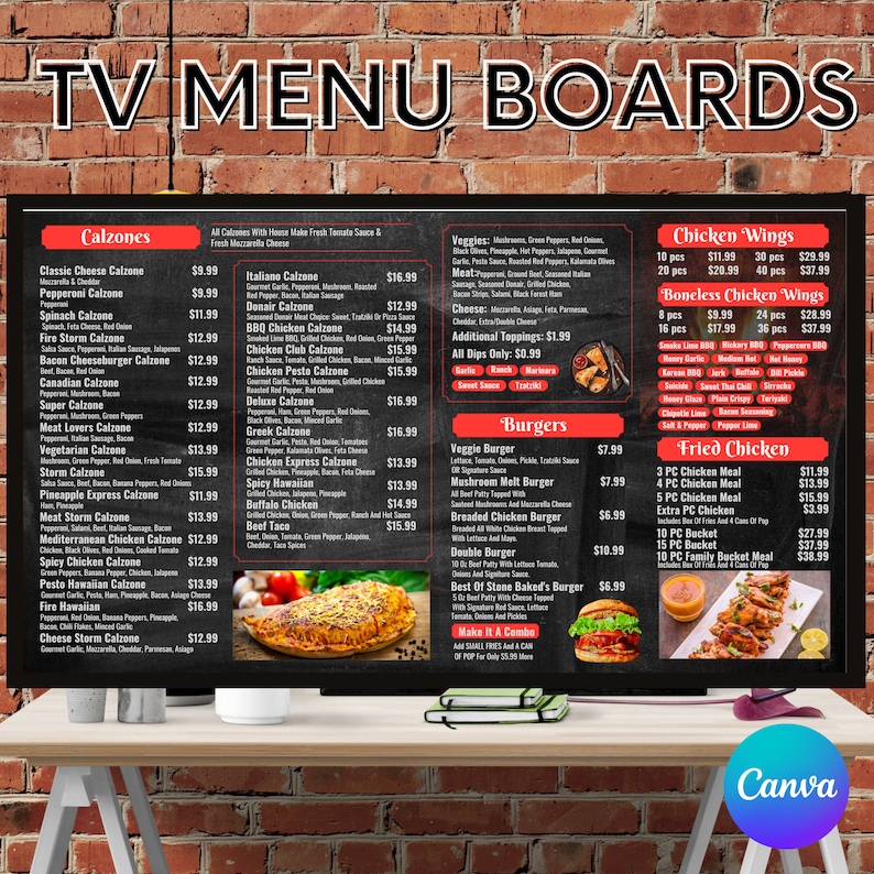 10 IN 1 PACK TV Menu Board - Digital Menu Board - Burger Menu Board ...