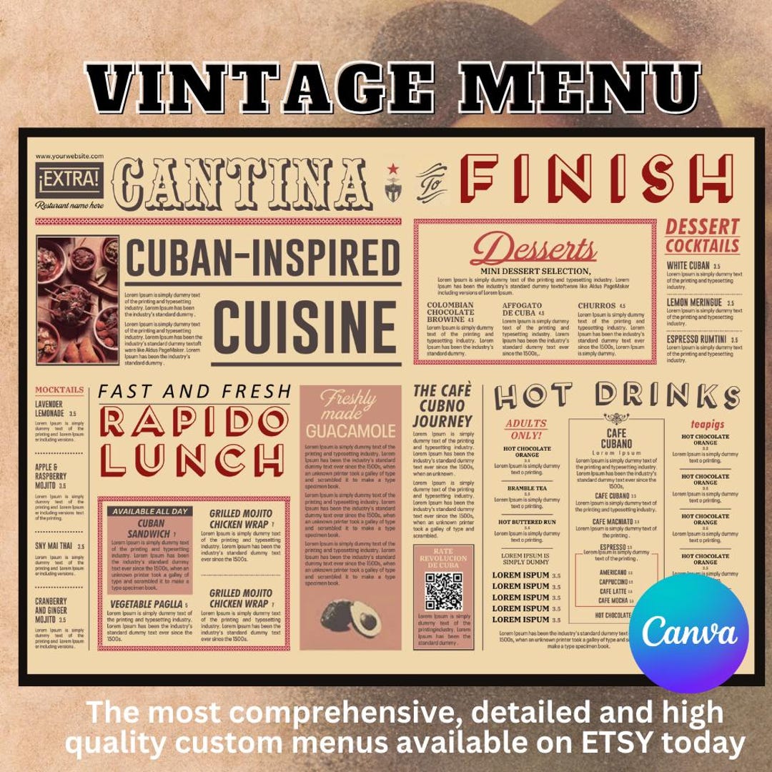 Vintage Menu Board for TV or Print. - Old Style Menu Board Made With ...