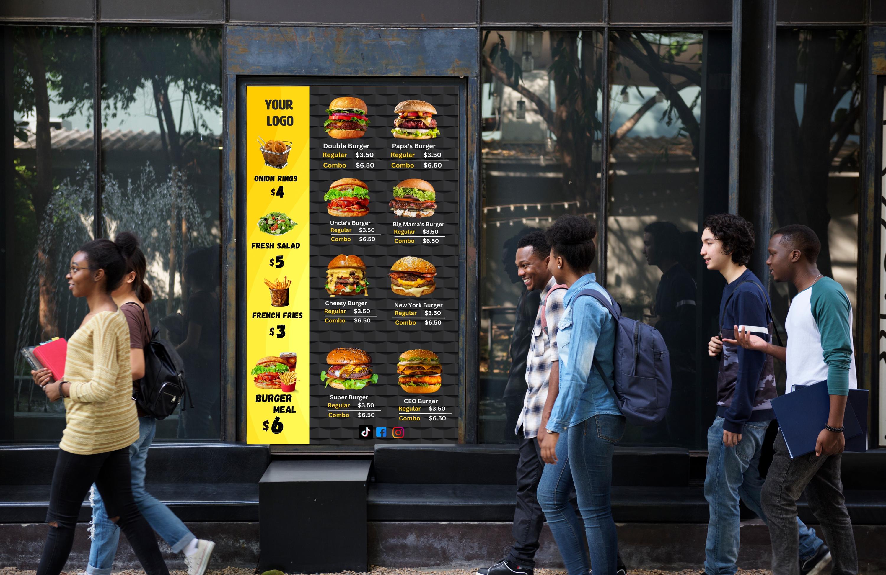 Vertical TV Restaurant Menu Board: Editable Digital Signage Mockup - Etsy