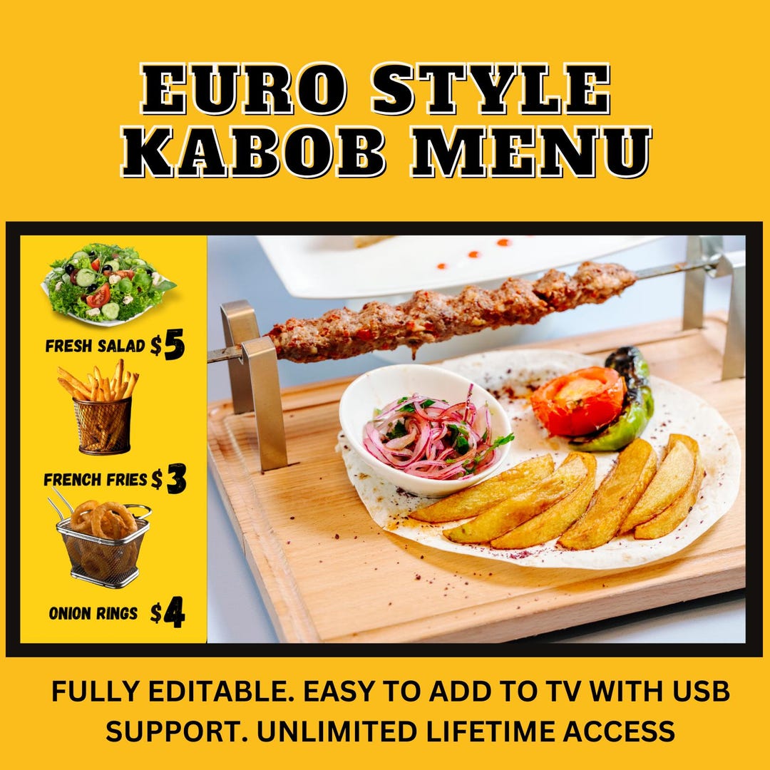 Donaire & Shawarma TV Menu | Kabob Digital Menu Board | Fully Editable ...