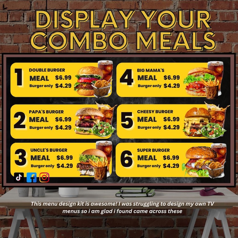 MENU DESIGN KIT - Burger Menu - Template - Ready Made - Fully Editable ...