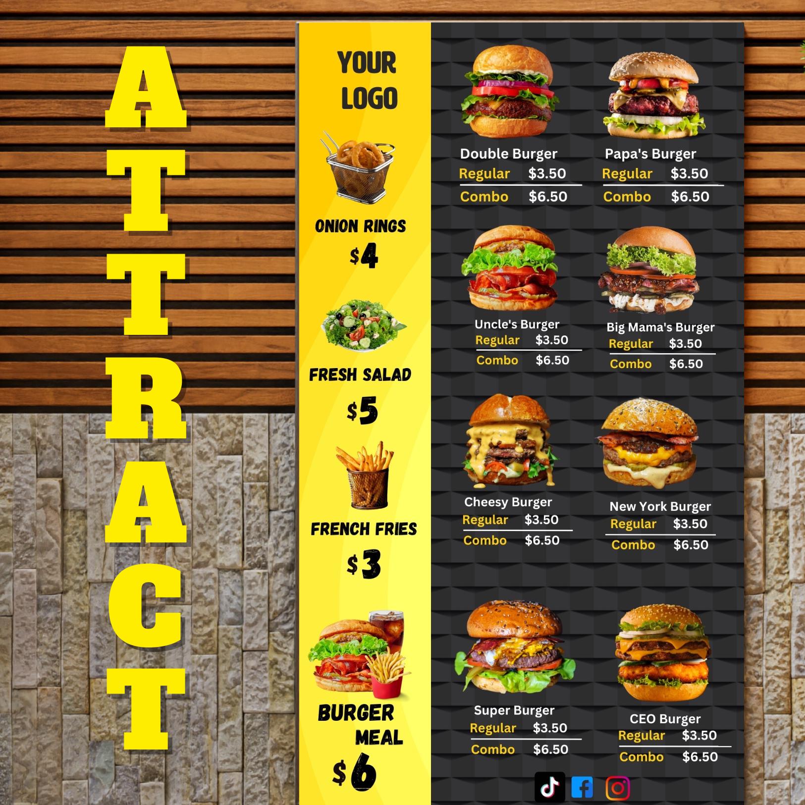 Vertical TV Restaurant Menu Board: Editable Digital Signage Mockup - Etsy