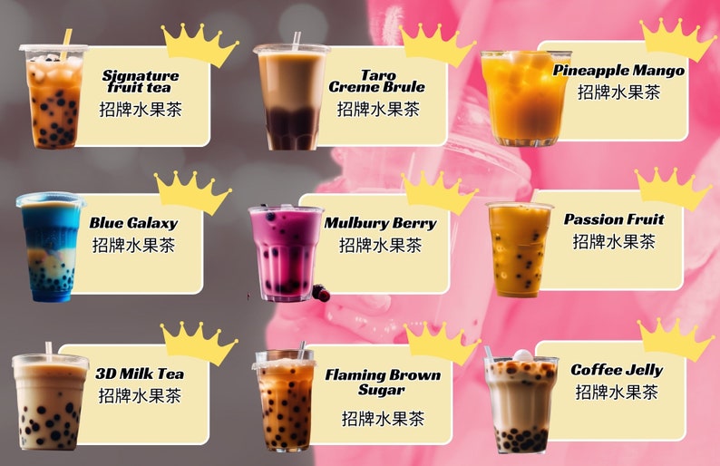 Bubble Tea Digital Menu Board: Editable TV Display (printable) - Etsy