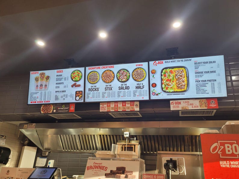 3 Screens Custom Order TV Menu Board for Restaurant, Bar or Cafe ...