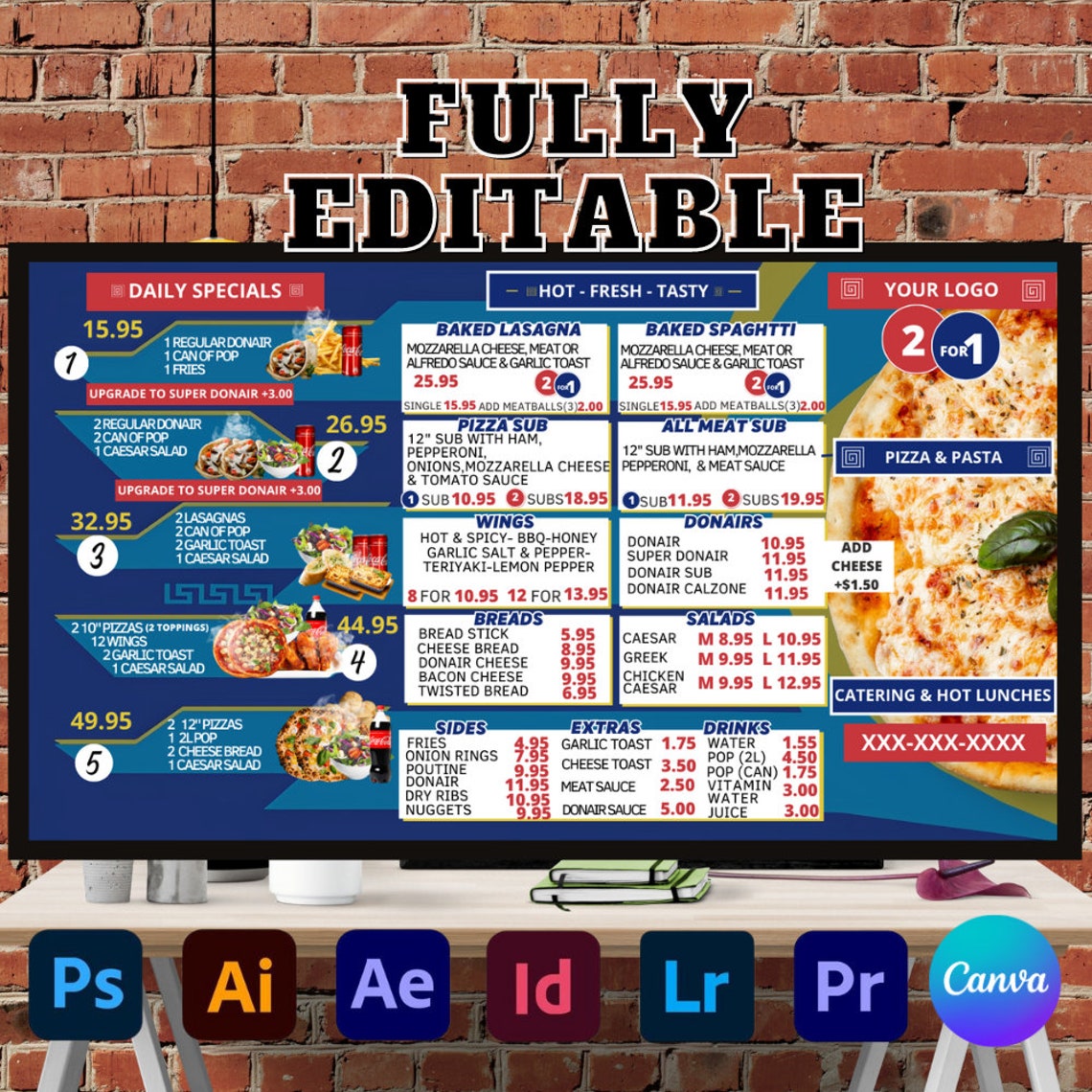 Custom Order TV Menu Board for Restaurant, Bar or Cafe Animated or ...