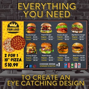 Fast Food Animated TV Menu Templates (burger, Pizza, Featured Items ...