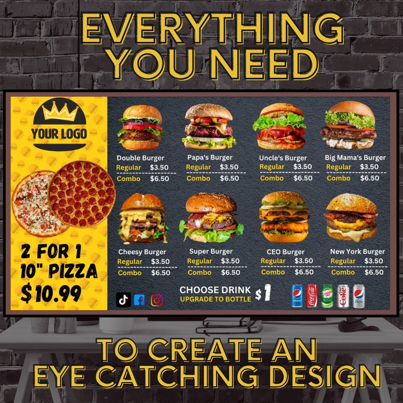 Fast Food Animated TV Menu Templates (burger, Pizza, Featured Items ...