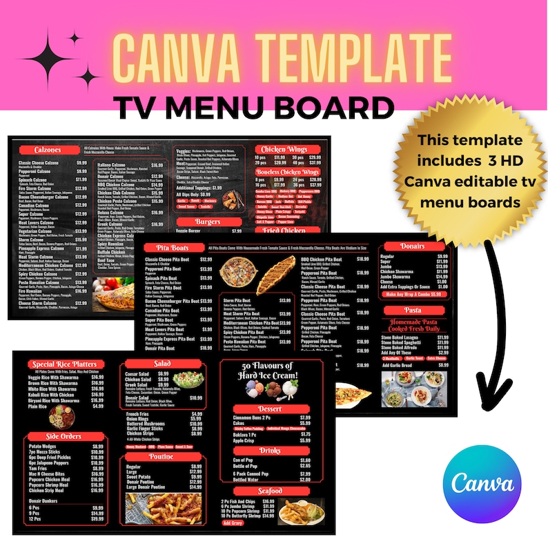 10 IN 1 PACK TV Menu Board - Digital Menu Board - Burger Menu Board ...