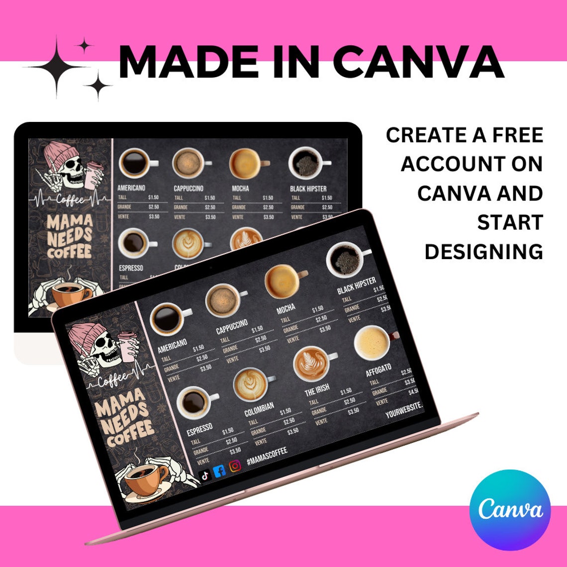 COFFEE MENU Pack - Digital Download Done for You - Fully Editable ...
