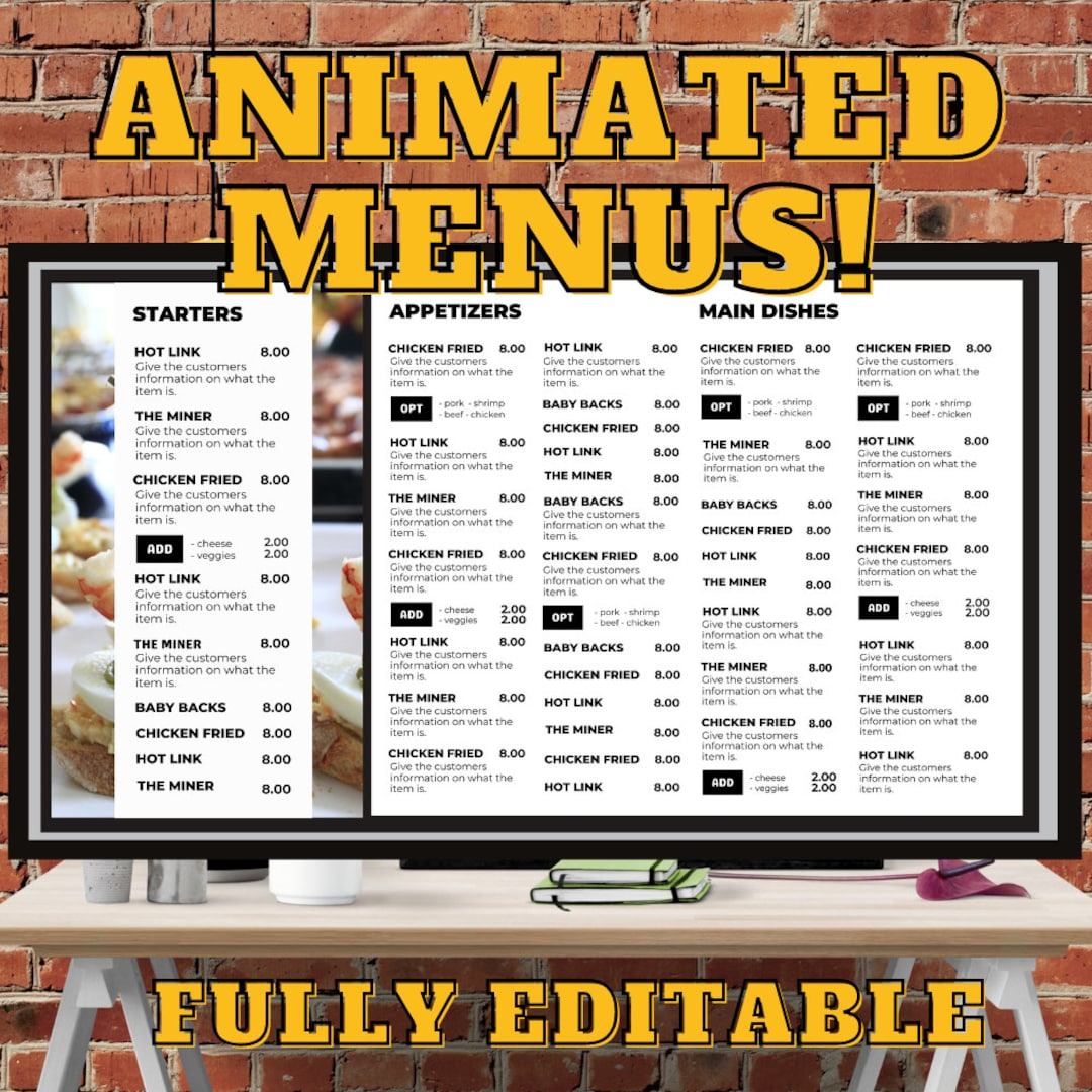 ANIMATED DIGITAL TV Menu in Canva Fully Editable Anywhere From 30 ...