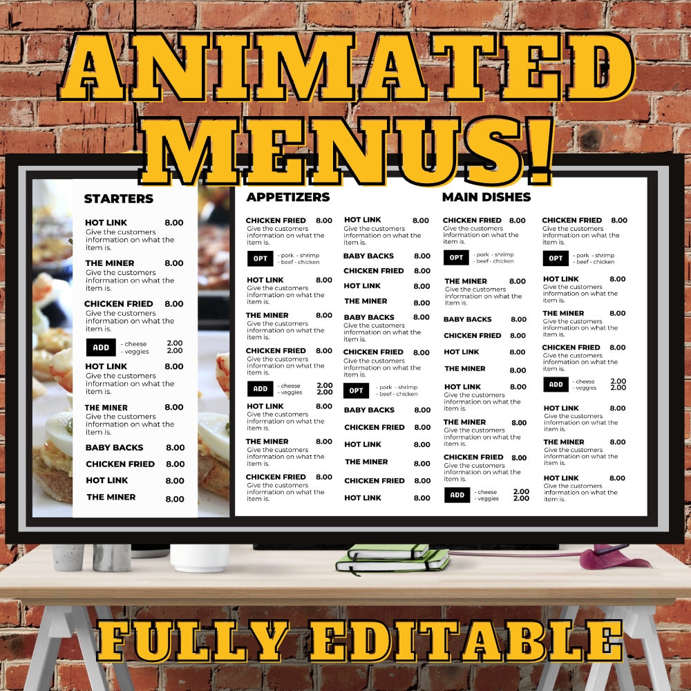ANIMATED DIGITAL TV Menu in Canva Fully Editable Anywhere From 30 ...