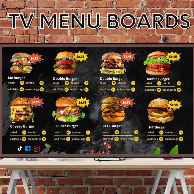 Burger Menu Design Template: Fully Editable Restaurant Menu Board - Etsy