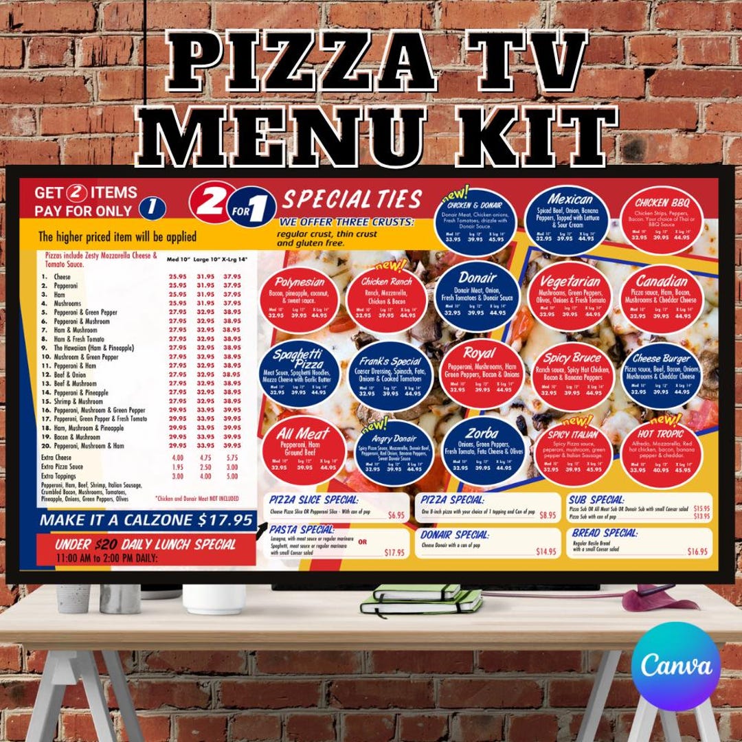 THE PERFECT Pizza Menu Template - Pizza Menu Kit - Digital Menu Board ...