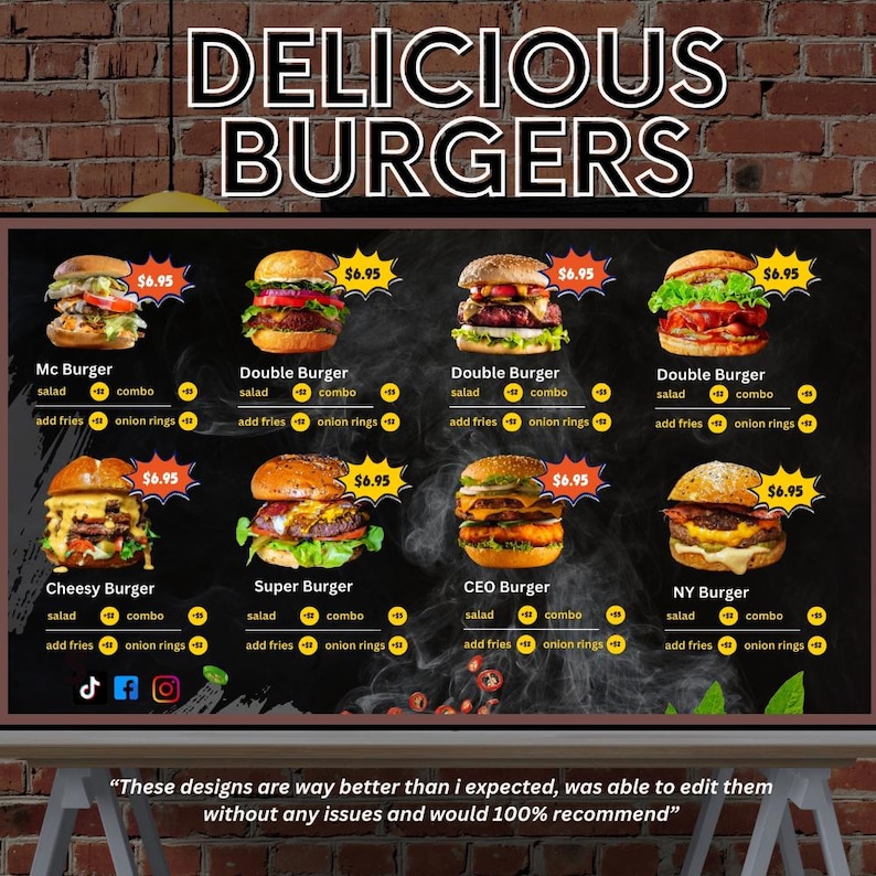 MENU DESIGN KIT - Burger Menu - Template - Ready Made - Fully Editable ...