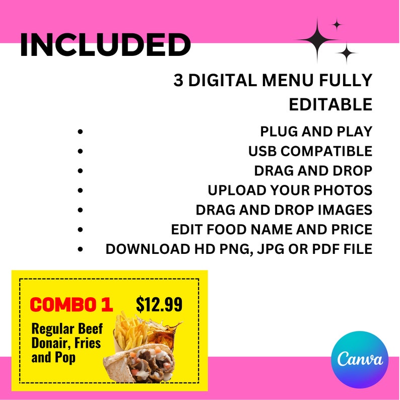 Restaurant TV Menu Board Templates: 10-in-1 Canva Designs (digital Item ...