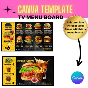 10 IN 1 PACK TV Menu Board - Digital Menu Board - Burger Menu Board ...